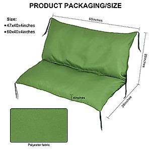 BASANOB Porch Swing Cushions Cover, Three Seat Swing Replacement Cushion Cover, Anti-Fading and Anti-Slip Starp Rope Design Bench Cushion Cover for Outdoor Furniture (Green, 60" W x 40" D x 4" Thick)