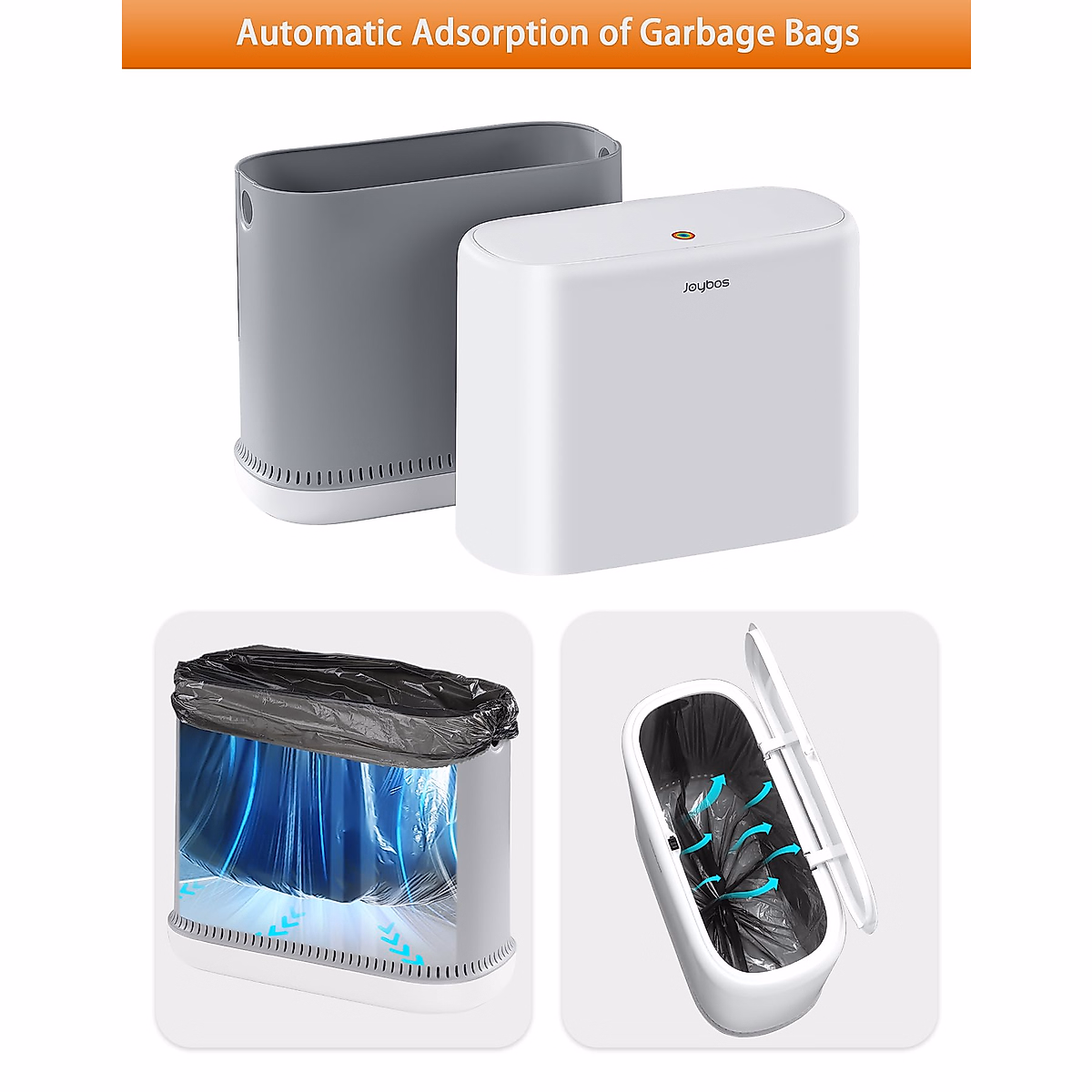 funest Bathroom Trash Can, 3.3 Gallon/12.5 Liter Slim Garbage Can with Lid, Adsorption Trash Can with Press-Top Lid, Narrow Plastic Wastebasket for Bathroom, Office, Bedroom, Kids Room, Living Room