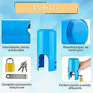 Ibnotuiy Water Faucet Lock Outdoor/Garden/Kitchen Hose Tap Faucet Lock Anti-Theft Child-Proof Metal Faucet Protection Cover Style A (Blue)