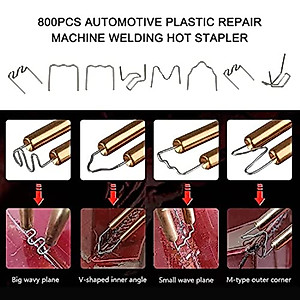 Kingsea 800PCS Hot Staples Plastic Repair Kit,Plastic Welding 8 Types Stainless Steel Staples For Plastic Welder Kit Welding Machine Bumper Repair Staples Tool Kit for All Cars