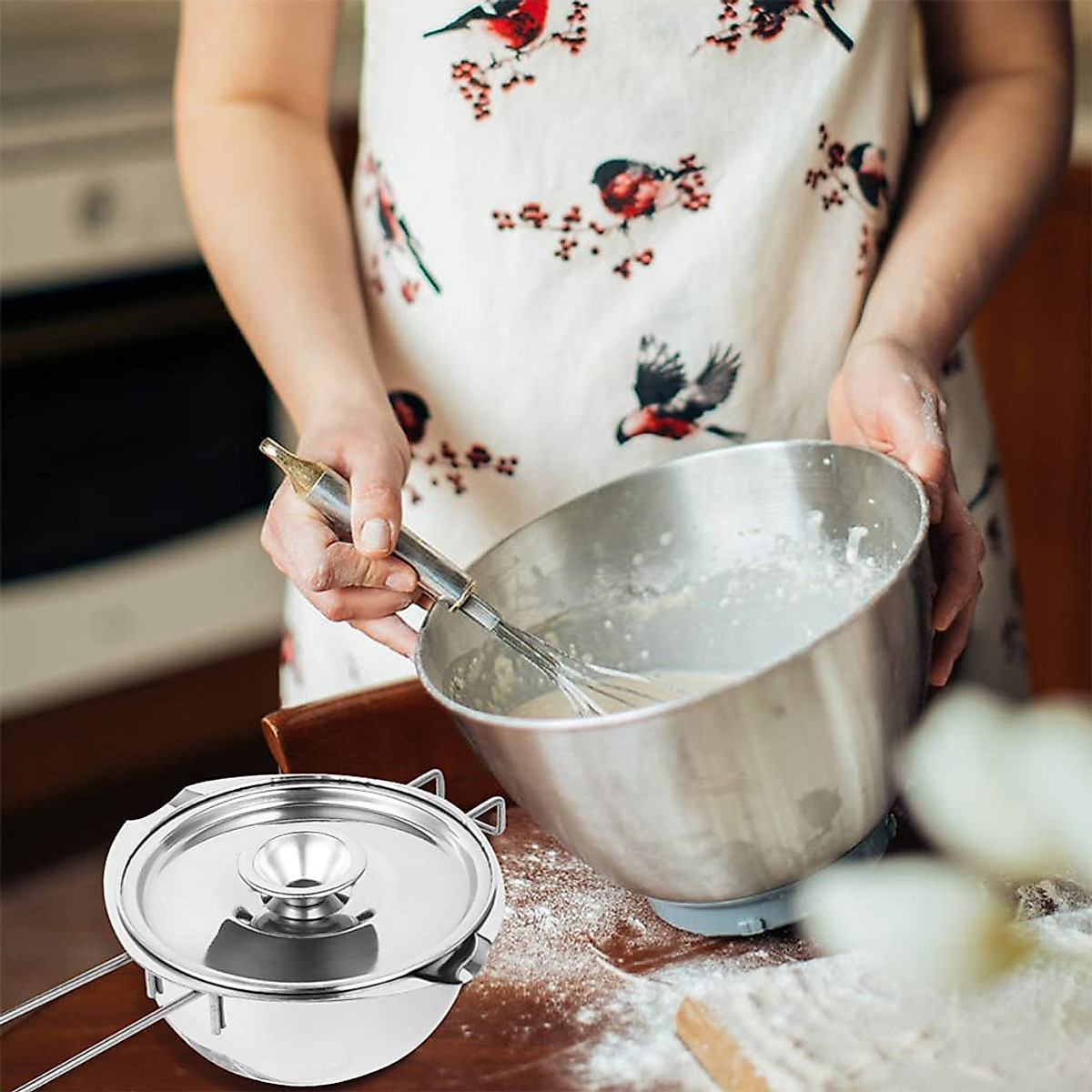 Hemoton Coffee Warmer Butter Warmer with Handle Mini Turkish Coffee Maker Stainless Steel Melting Pot with Lid Pan Saucepan Kitchen Cookware Cooking Accessories 14cm Turkish Coffee Pot