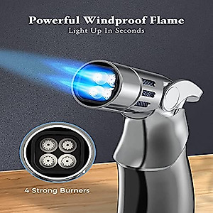 Windproof Lighters Torch Candle Lighters Butane Refillable Jet Flame Lighter Windproof Lighters Butane Refillable for Camping Grill,Pipe,Candle,BBQ