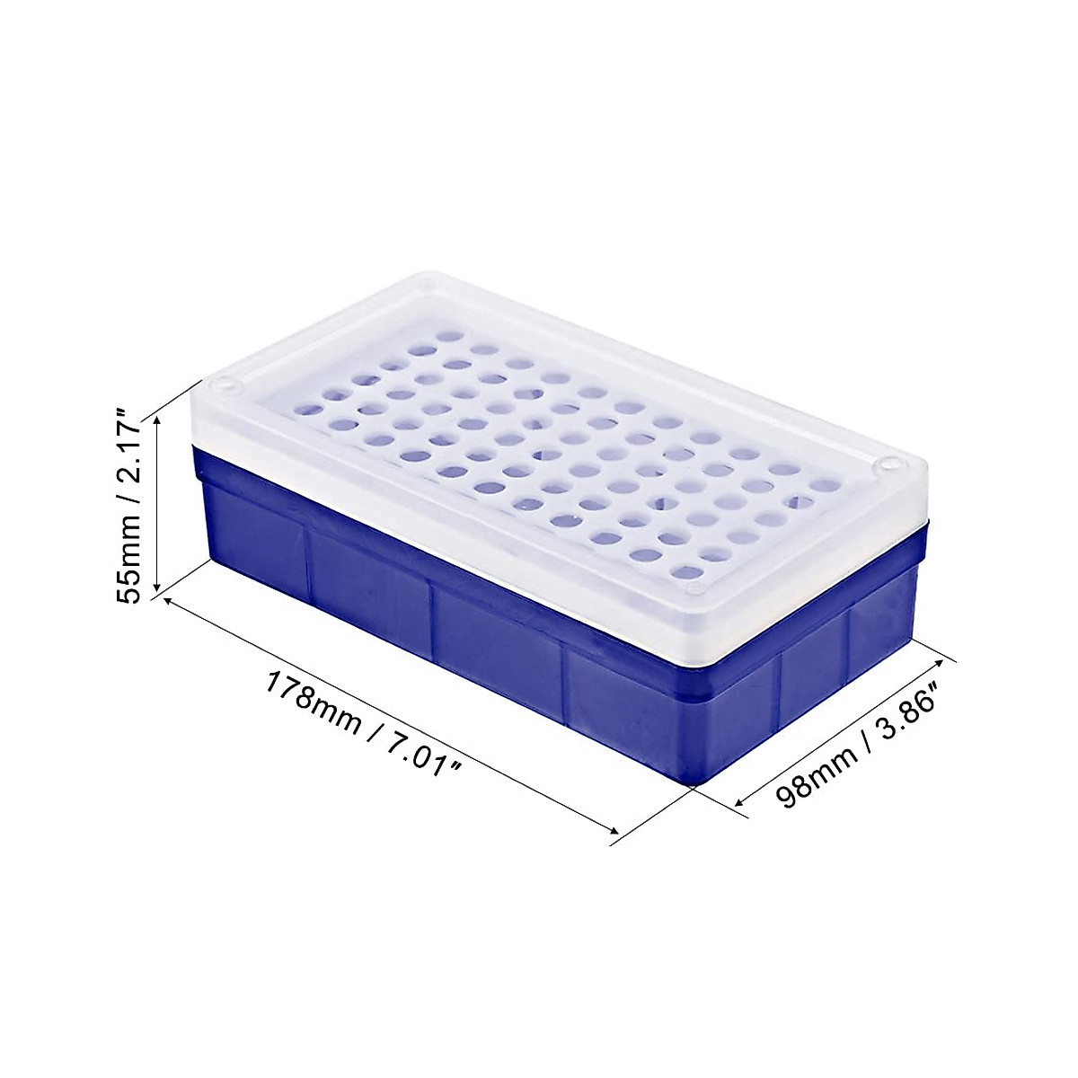 uxcell Centrifuge Tube Rack Storage Box 96-Well Polypropylene Holder for 0.5ml Microcentrifuge Tubes, Vials, Samples 8.5mm Hole Dia 2Pcs