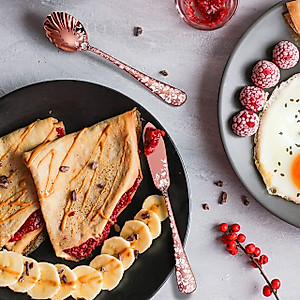 73-Piece Copper Silverware Set with Steak Knife & Serving Set for 12, Stapava Stainless Steel Rose Gold Flatware Cutlery Set, Eating Utensils Tableware with Butterfly Flower Laser, Dishwasher Safe