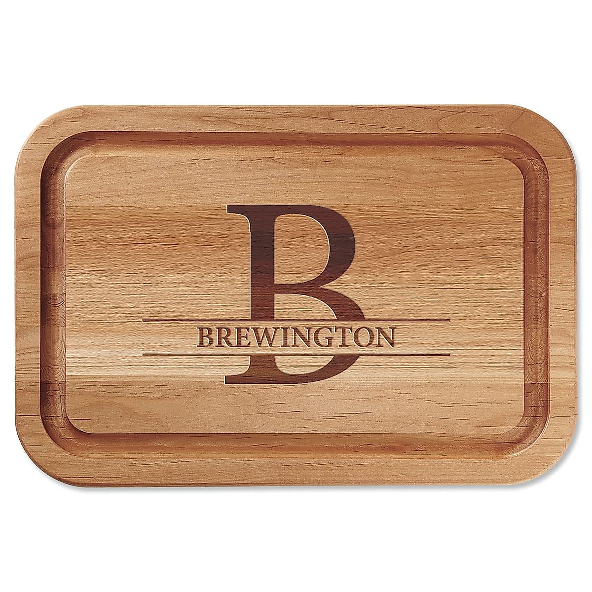 Initial Personalized Red Alder Wooden Cutting Board - Custom Engraved 11 x 16-Inch, Chopping and Serving Boards, Wedding and Housewarming Gifts, Add Initial and Last Name, by Lillian Vernon