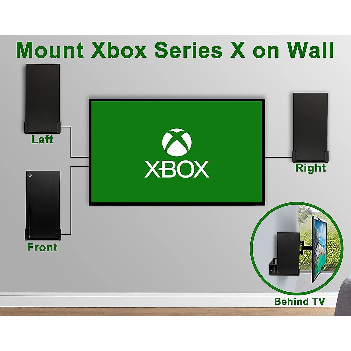 Wall Mount for Xbox Series X (Mount The Console & Accessories on Wall Near or Behind TV with Power Button Front/Left/Right), Wall Shelf Bracket Kit for XSX System