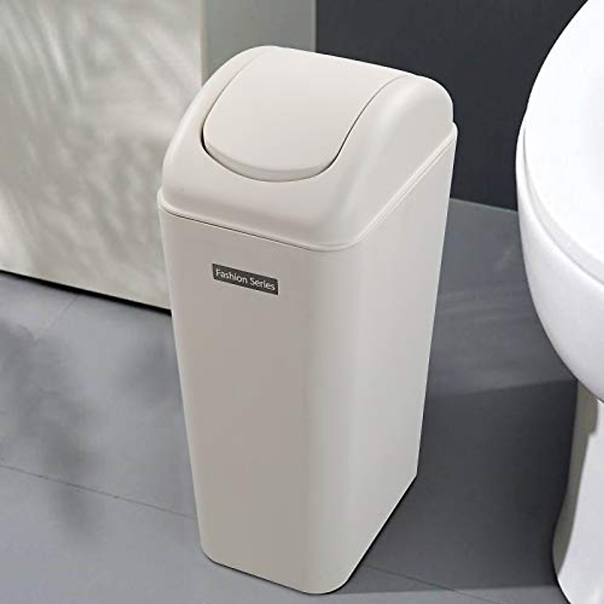 Utiao Slim Trash Cans with Swing Lid for Kitchen, Office, Bathroom, 14 L