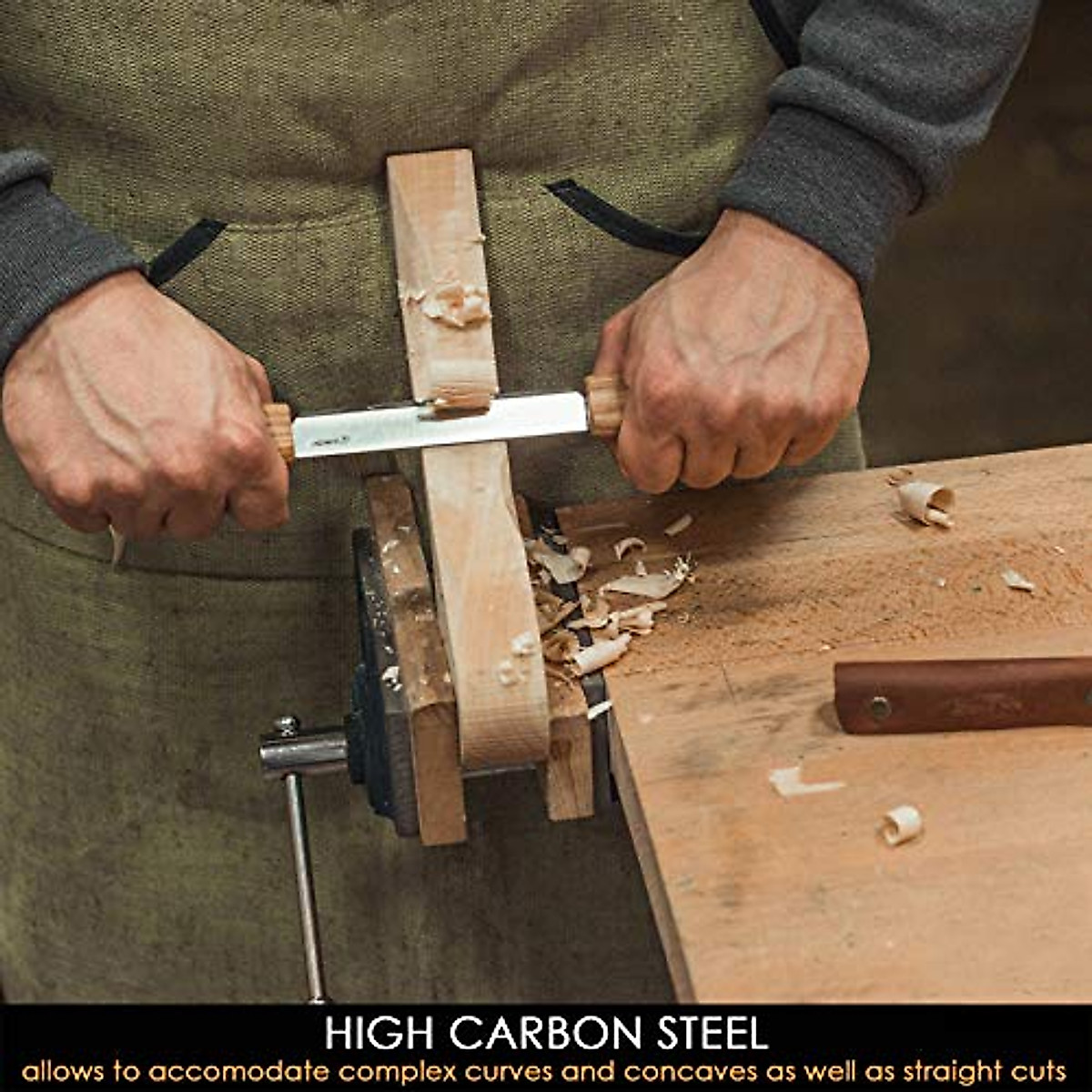 BeaverCraft DK2s Draw Knife with Leather Sheath Woodworking Tool 4.3" Drawknife Wood Carving Tools Wood Draw Knife Woodworking Whittling Tools