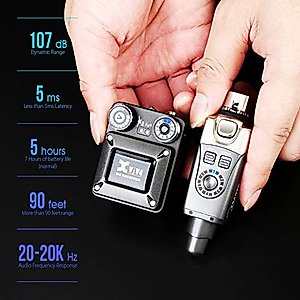 Xvive U4 Wireless in-Ear Monitor System Transmitter and Beltpack Receiver Personal IEM for Studio, Band Rehearsal,Live Performance,Camera Record