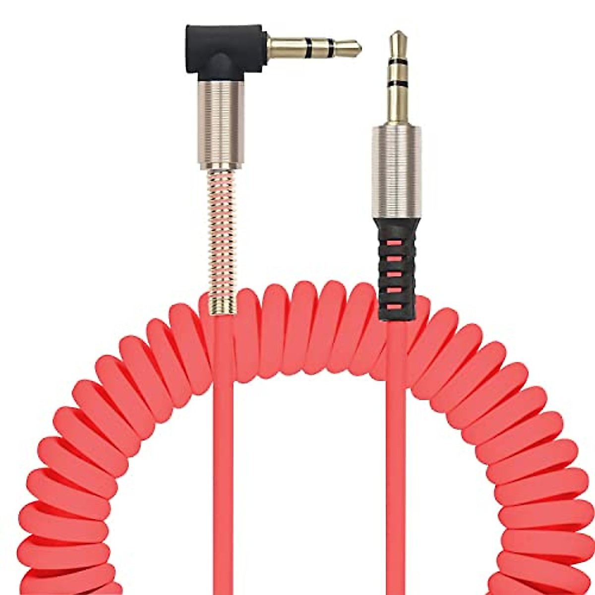 LINGYU Coiled 3.5mm Stereo Audio Cable,（3 Pack) 3.2ft AUX 3.5 Audio Cord Compatible iPhones, iPads, Samsung and Other 3.5mm DC Plug Port Device-Black,Red,White