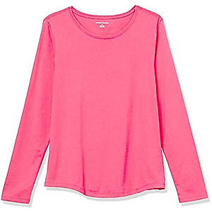 Amazon Essentials Women's Classic-Fit 100% Cotton Long-Sleeve Crewneck T-Shirt, Bright Pink, Medium