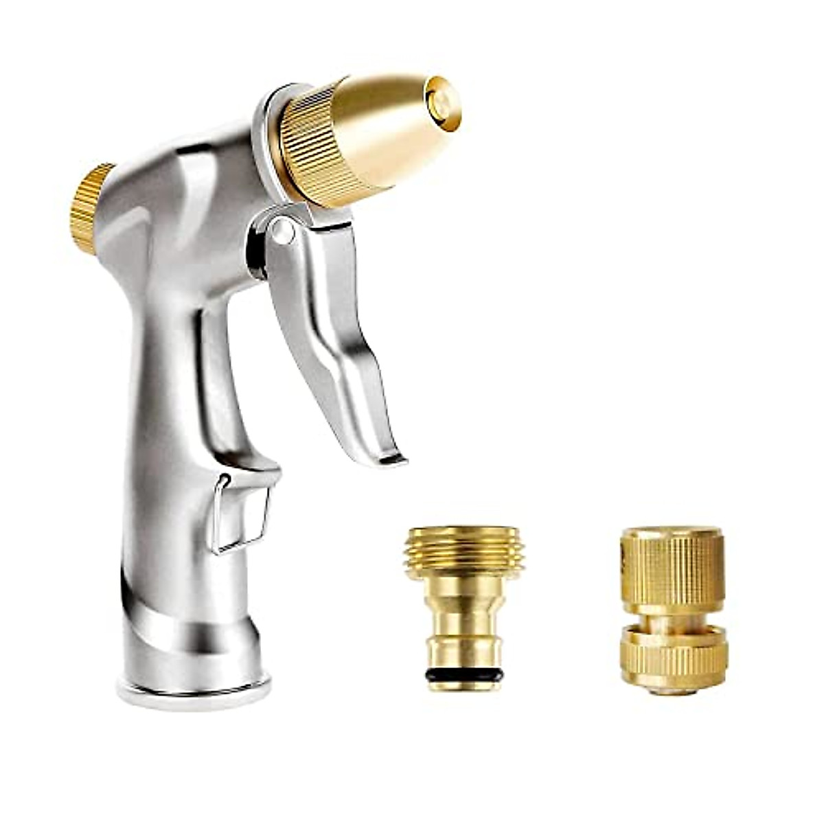 Heavy Metal Hose Nozzle, Garden Hose Nozzle, High Pressure Water Nozzle, Adjustable Watering Mode, Brass Nozzle With Quick Connector, For Pet Shower, Garden Plant Watering, Car Cleaning Nozzle (02)