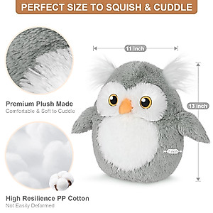 SuzziPals 13 inch Owl Plush Pillows, Cute Stuffed Animals Plush Toys, Plushies Owl Pillow for Hug, Owl Soft Toys Kawaii Decor for Kids, Owl Gifts Birthday Stuffed Animal for Kid