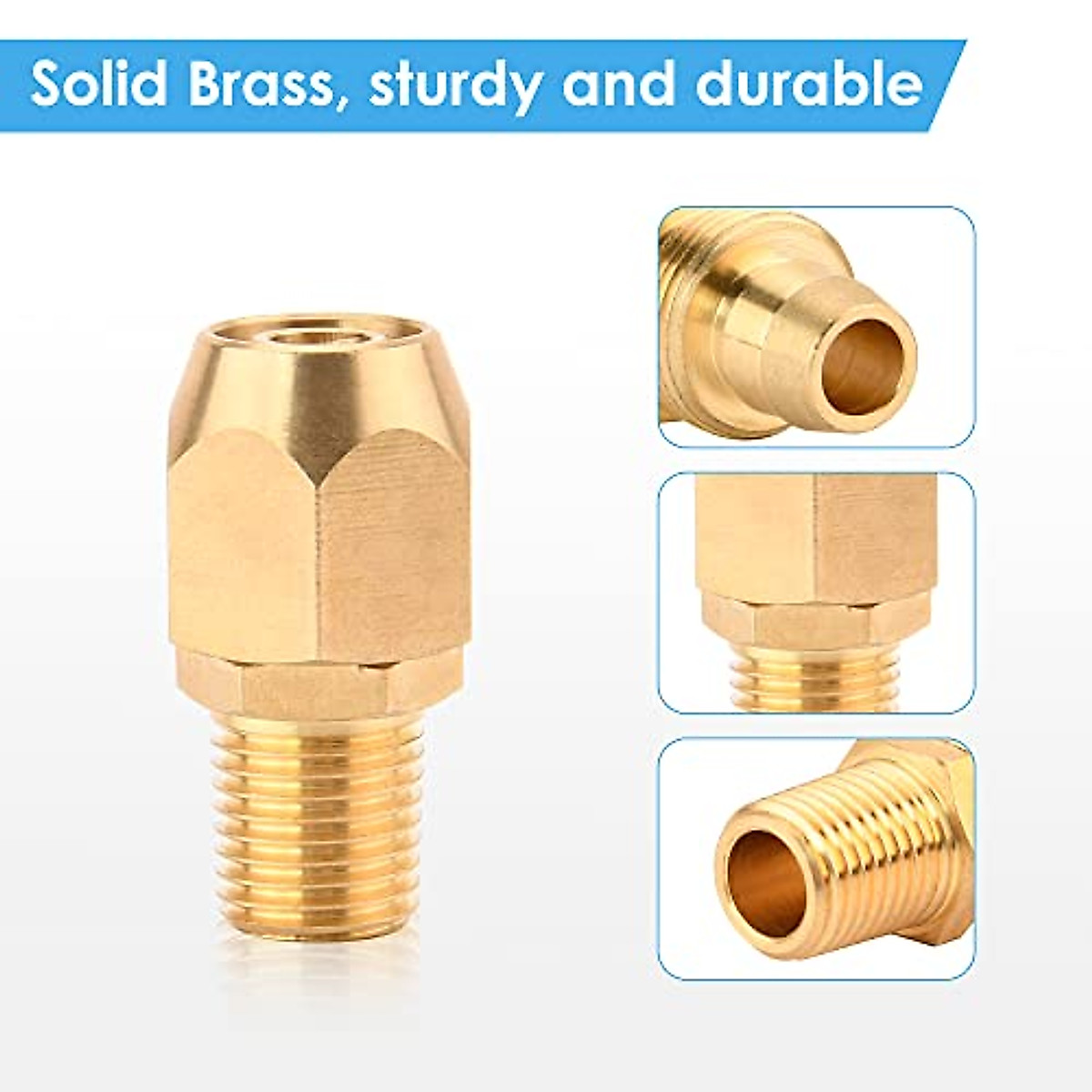 Luckyweld Air Hose Repair Kit, 2 Pack 3/8-Inch Reusable Solid Brass Hose-End Repair Fitting (3/8 Inch 2 Pcs)