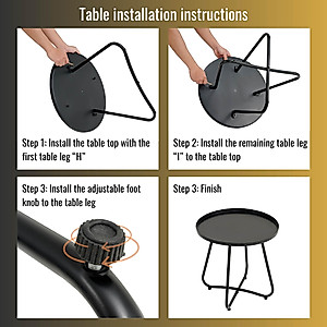 3 Pieces Patio Conversation Bistro Set, Outdoor FurnitureBistro Set, Outdoor Rattan Furniture with Round Table and 2 Armchairs for Lawn, Garden, Balcony, Poolside, Steel Frame, Black