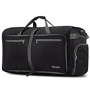 Gonex 60L Foldable Travel Duffel Bag Water & Tear Resistant, Black