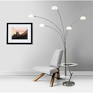Adesso 3346-22 Luna Arc Lamp, 86 in, 5 x 40W Candelabra, Brushed Steel, 1 Floor Lamp , White