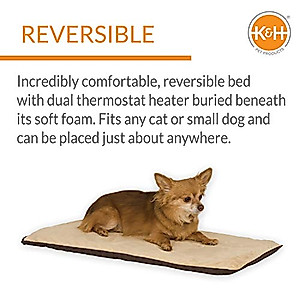 K&H Pet Products Thermo-Pet Mat Reversible Heated Pet Bed Mocha 14 X 28 Inches