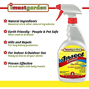 I Must Garden Insect Control: Kills & Repels Aphids, Whiteflies, Mites, Gnats, and More - 32oz Spray