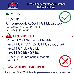 mCover Hard Shell Case for 11.6" HP Chromebook X360 11 G1 EE laptops (NOT Compatible with HP C11 G4EE / G5EE / G6EE) (HP CX360 11 G1EE Clear)