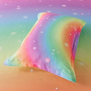 ADASMILE A & S Rainbow Sheets Twin for Girls Rainbow Sheet Set Tie Dye Sheets Colorful Rainbow Bed Sheet for Kids Glitter Girly Rainbow Bedding Set 1 Fitted Sheet 1 Flat Sheet 1 Pillowcase Home Decor