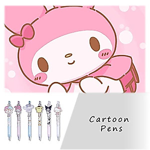 G-Ahora 6pcs Cartoon Kitty Ballpoint Pens Kawaii Kitty Cat Gel Pens Black Ink 0.5mm School Supplies(Gel-slo A)