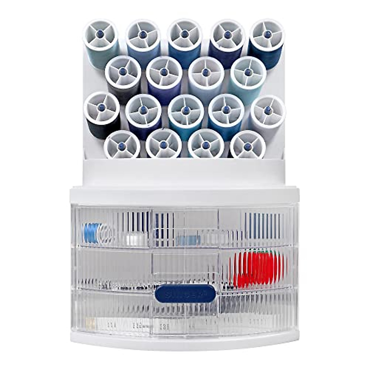 SINGER Sew-It-Goes Spin & Go Multipurpose Sewing Storage Container and Craft Organizer with Removable Drawers, Built-in Peg Board