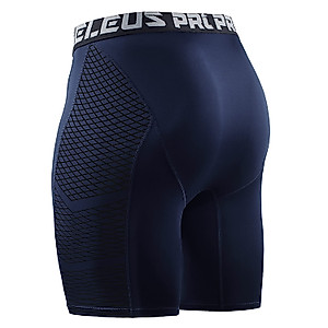 NELEUS Men's Compression Shorts 3 Pack Quick Dry Athletic Running Shorts,6086,Red/Navy/Blue,L