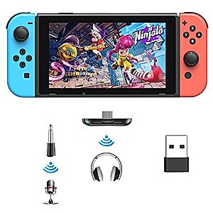 Bluetooth Adapter for Nintendo Switch/Lite, BT 5.0 Wireless Audio Transmitter with Low Latency USB C to A Converter for Bluetooth Headphone Speakers on PS4 PS5 PC Laptop Airpods White (White) (Black)