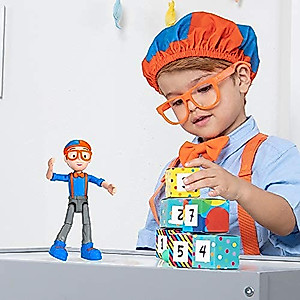 Blippi Talking Figure, 9-inch Articulated Toy with 8 Sounds and Phrases, Poseable Figure Inspired by Popular YouTube Edutainer