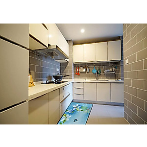 Generic Kitchen Rugs Floor Standing Mats Anti-Fatigue Non Slip Cushioned Sink Office Desk Laundry ?Blue Butterflies Flowers Area Rugs Water Absorbent Balcony Porch Home Decor 39x20 inch Style4