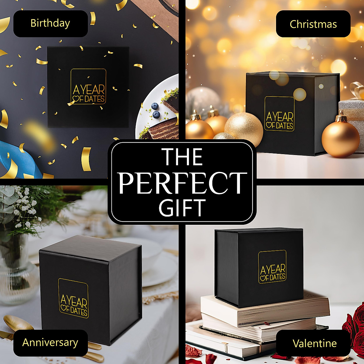A Year Of Dates: Surprise Edition - Christmas gift. A Date Night Box with Sealed Date Ideas, Perfect Paper Wedding Anniversary present. Couple Date Night Ideas