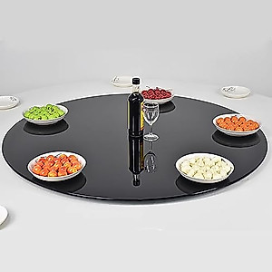 Dxcaicc Glass Turntable for Dining Table, Black Lazy Susan Table Top, Round Home Hotel Table Serving Turntable,90cm