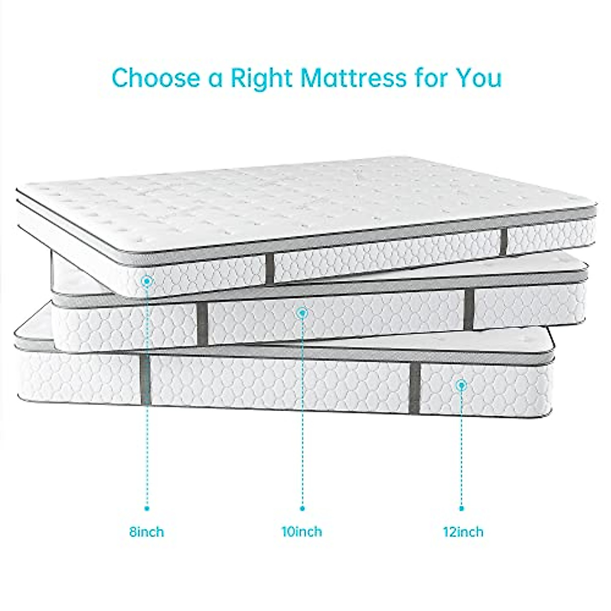 Serweet 10 Inch Memory Foam Hybrid Full Mattress - 5-Zone Pocket Innersprings Motion Isolation - Heavier Coils for Durable Support -Pressure Relieving - Medium Firm - Made in North America
