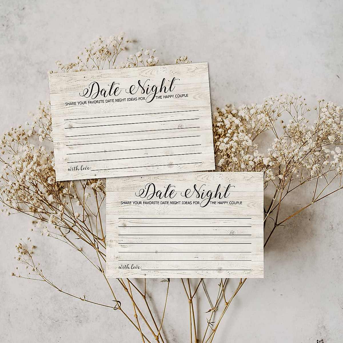 50 Rustic Wood Date Night Cards, Date Night Ideas Great Gifts for Couples, Husband, Wife, Boyfriend, Girlfriend, Anniversary, Bride and Groom, Romantic Conversation Starter Card Set, 4X6 Inch.