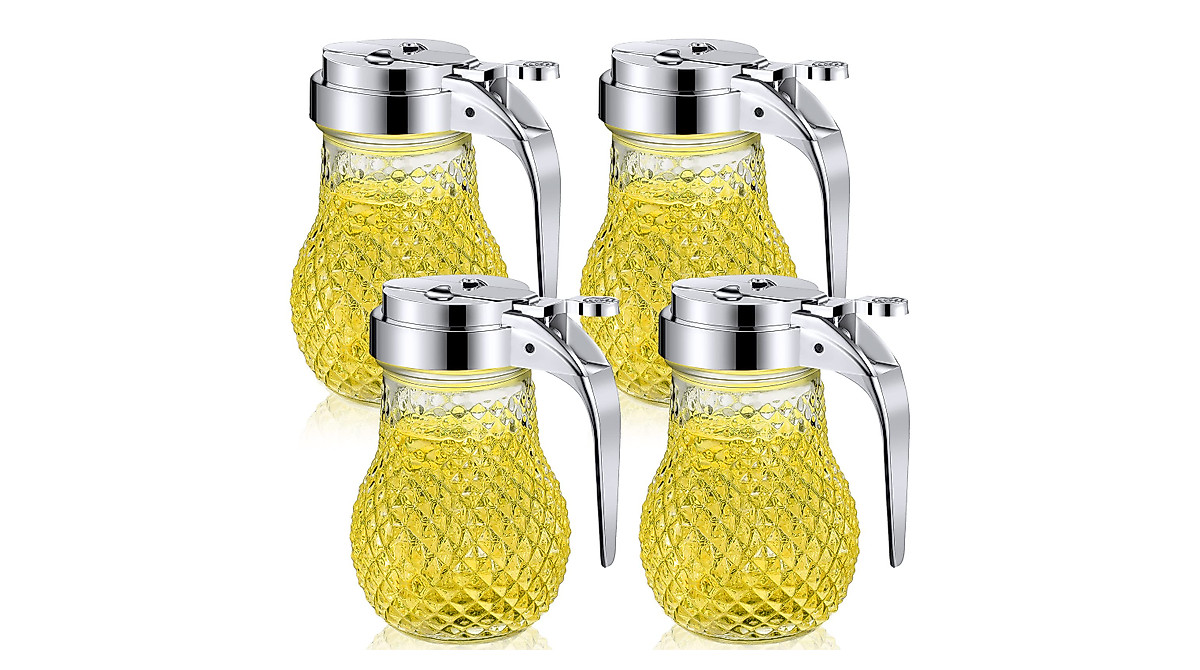 4 Pack Glass Syrup Dispensers - Perfect for Home & Kitchen