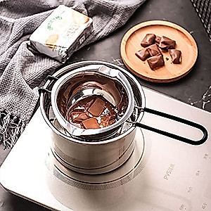 Double Boiler Pot Set, Stainless Steel Melting Pot with Silicone Spatula for Melting Chocolate, Soap, Wax, Candle Making (600ml and 1600ml)