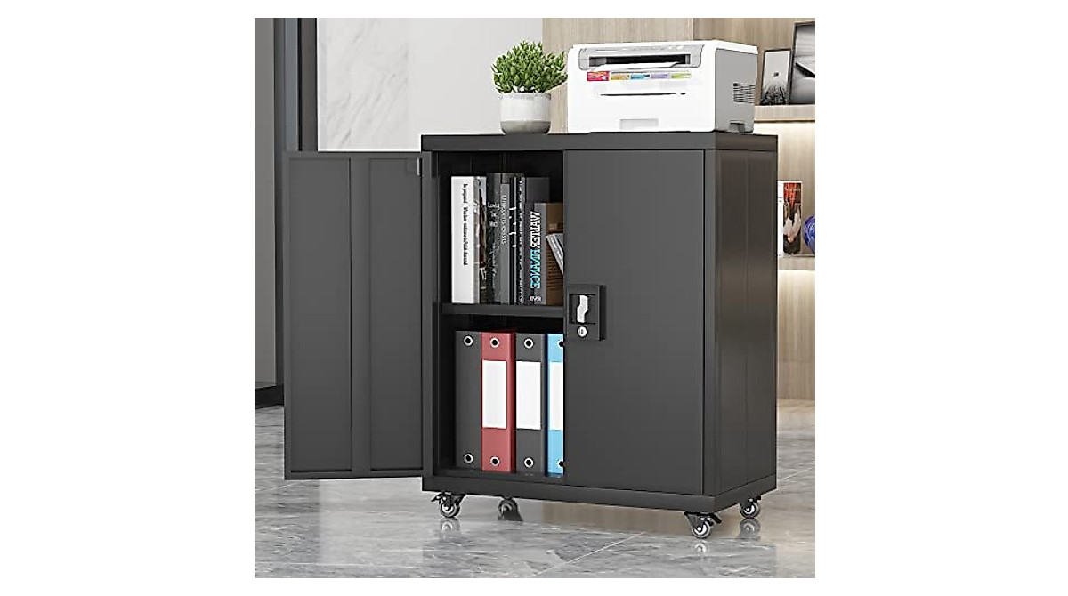 Secure Rolling Metal Storage Cabinet | Home, Office, Garage