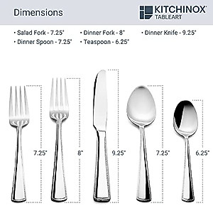 Kitchinox Kithinox Flatware Set, Service for 4/20 Piece, Parker, 20 Count