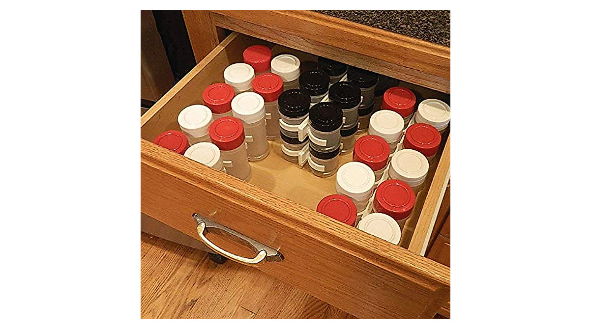 Plastic Kitchen Spice Rack Organizer - Space Saver Strips