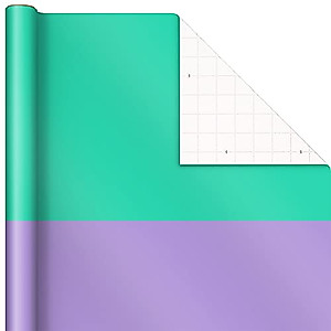 Hallmark Bright Pastel Wrapping Paper with Cutlines on Reverse (3 Rolls: 75 sq. ft. ttl) Dual Tone: Green, Violet, Pink, Yellow, Blue, Orange for Birthdays, Baby Showers, Easter