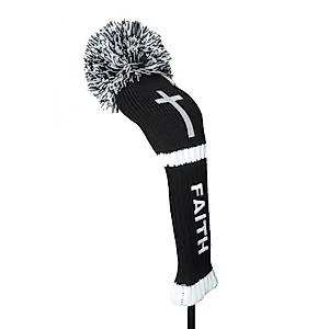 Knitted Golf Club Head Covers Driver Faith Cross Embroidered Gift Original 460cc Driver Wood POM POM