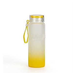 DuJingRui Sport Water Bottle 500ML Outdoor Travel Leakproof Drinkware Sublimation Blank Gradient Frosted Glass Drink Bottle,Outdoor Travel Kettle (Capacity : 0.5L, Color : Rose red),Rose red