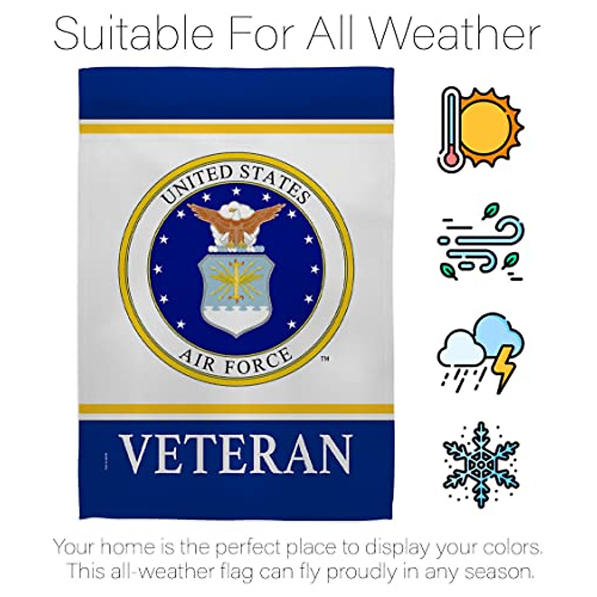 USA Decoration Air Veteran Garden Flag Armed Forces USAF United State American Military Retire Official House Decoration Banner Small Yard Gift Double-Sided, 13"x 18.5", Thick Fabric
