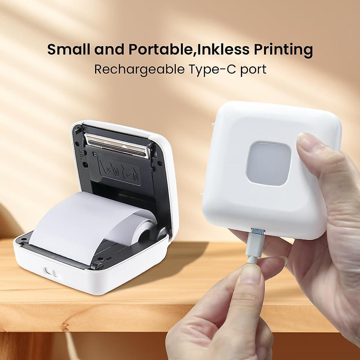 vretti Portable Thermal Printer TP6, Bluetooth Mini Pocket Printer Compatible with Android & iOS, 300DPI Wireless Pocket Picture Printer for iPhone Working Listing, Notes, Journal, Travel