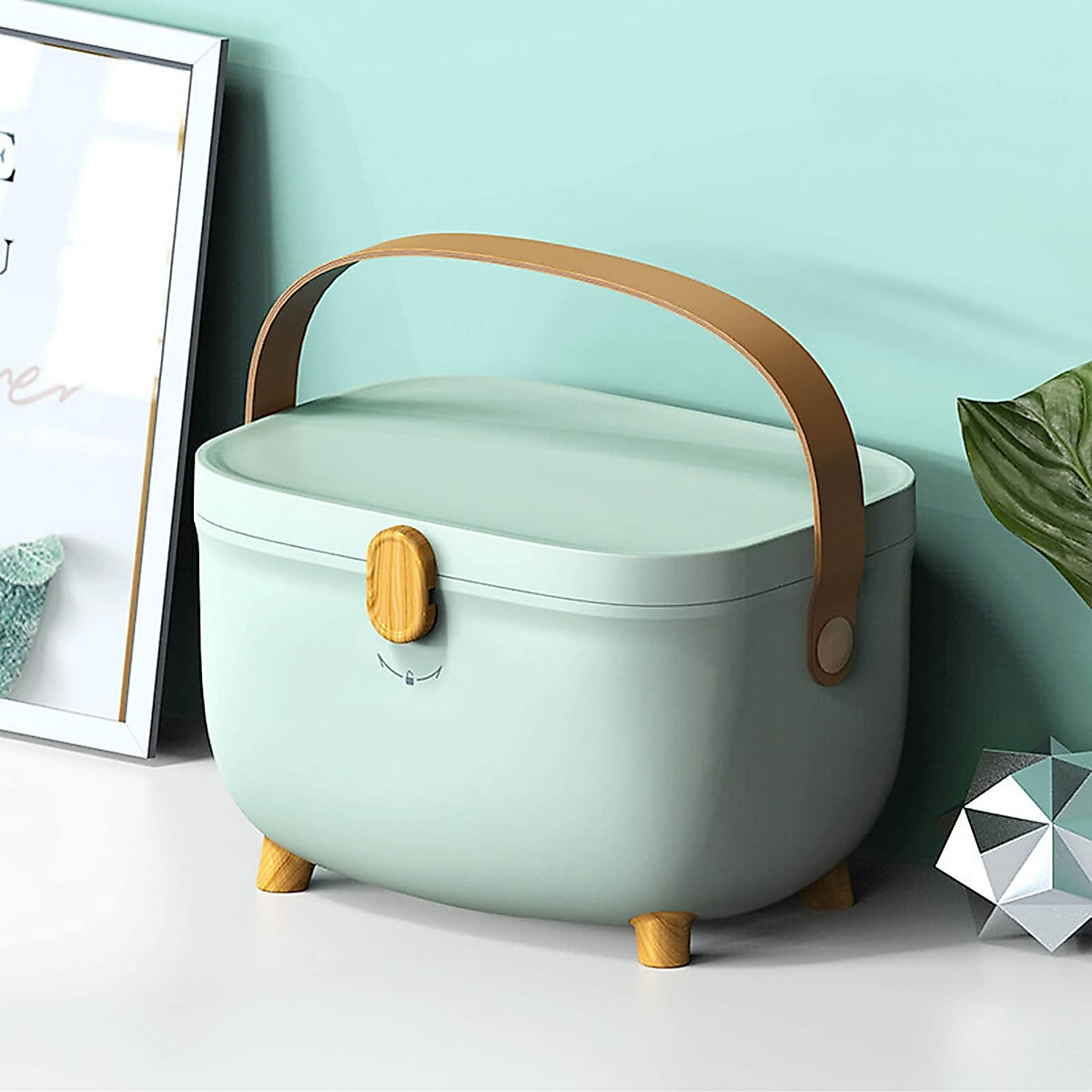 BigKing Oval Medicine Storage Box, Plastic Medicine Storage Box Oval Double Layers Multi Grid Large Capacity Medical Box Organizer for Home Dorm(Light fir Green)