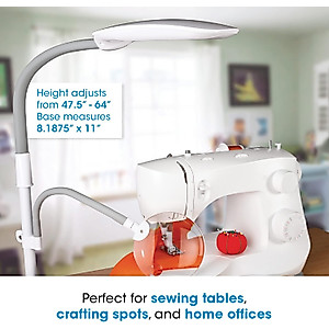 OttLite LED Floor Lamp with Optical Grade Magnifier - ClearSun LED Technology - 3 Brightness Settings, Adjustable Arm & Touch Sensitive Controls - Great for Sewing Table, Crafting, Home  & Office
