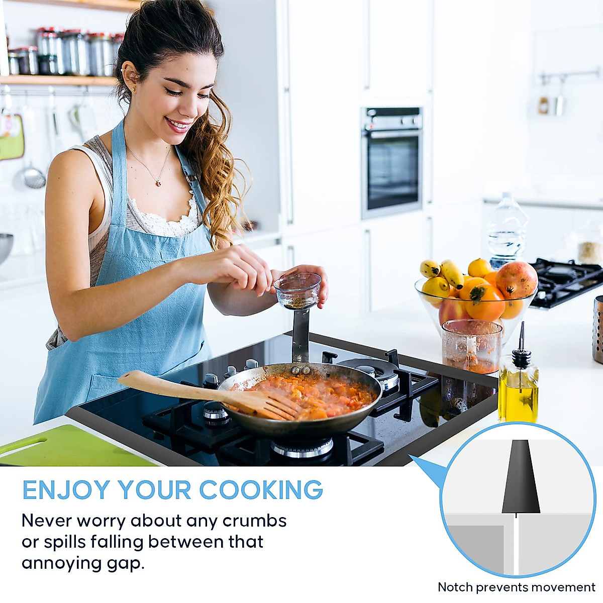 Silicone Stove Gap Covers (2PCS), 25 inch Stove Gap Filler, Stove Guard for Kitchen Oven Counter Side Gap, Heat Resistant and Easy Clean Oven Gap Filler, Black