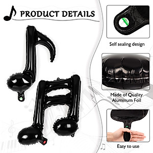 18 PCS Black Note Balloons, 16 Inch Music Balloons, Black Music Note Foil Balloons for Birthday Baby Shower Music Themed Party Concert Band Bar Party Decoration