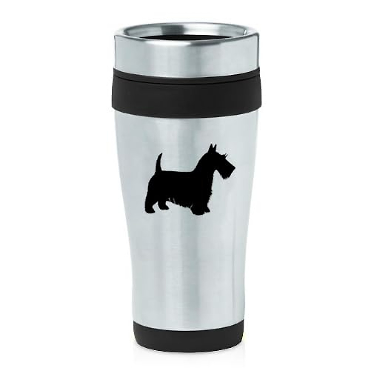16oz Insulated Stainless Steel Travel Mug Coffee Mug Tumbler Scottie Scottish Terrier (Black)